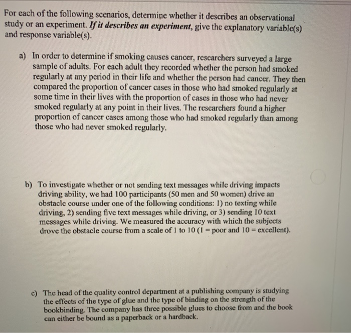 Solved For each of the following scenarios, determine | Chegg.com