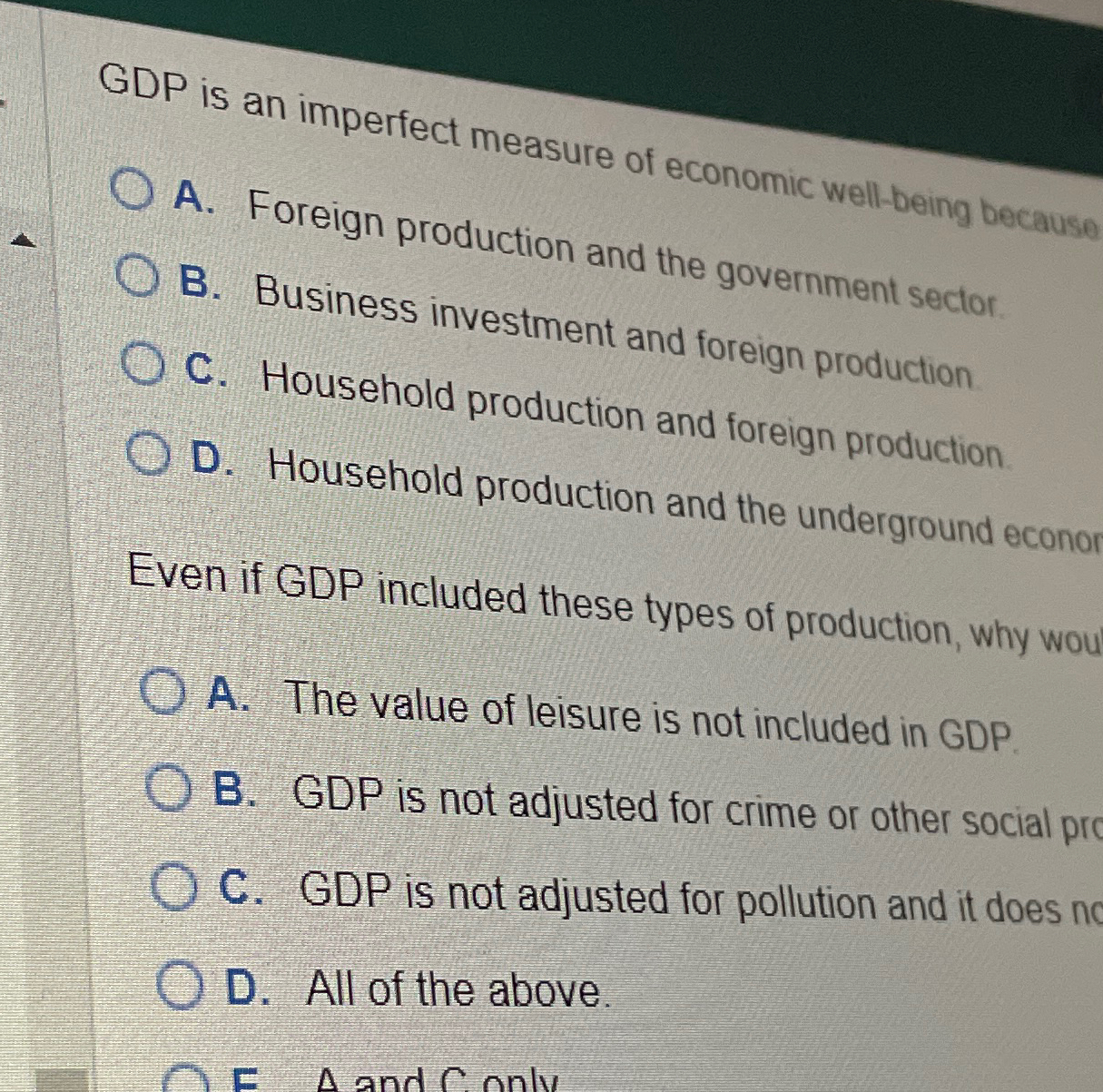 Solved GDP is an imperfect measure of economic well-being | Chegg.com