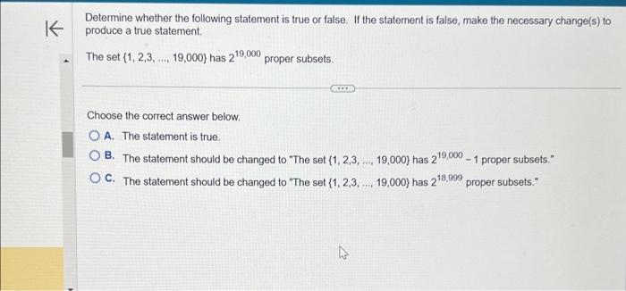 Solved Determine whether the following statement is true or | Chegg.com