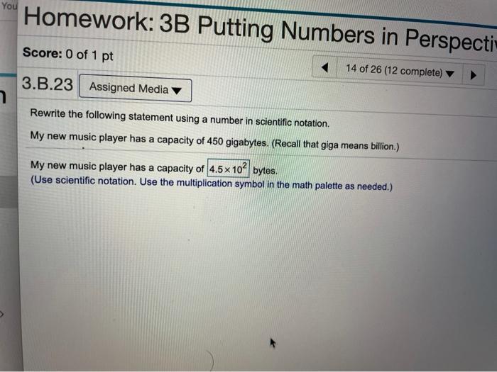 Solved You Homework: 3B Putting Numbers in Perspectiv Score: | Chegg.com