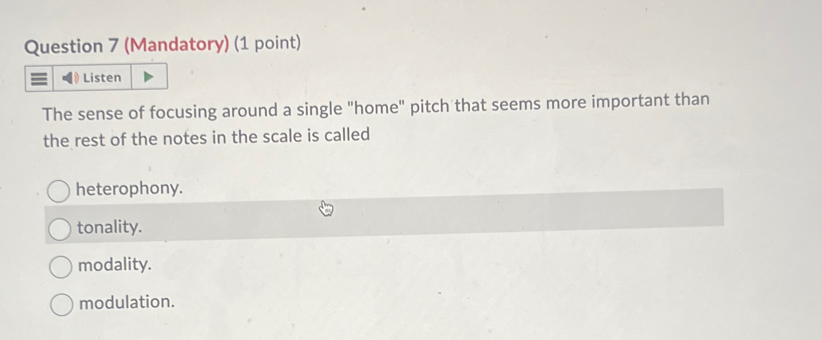 Solved Question 7 (Mandatory) (1 ﻿point)The sense of | Chegg.com