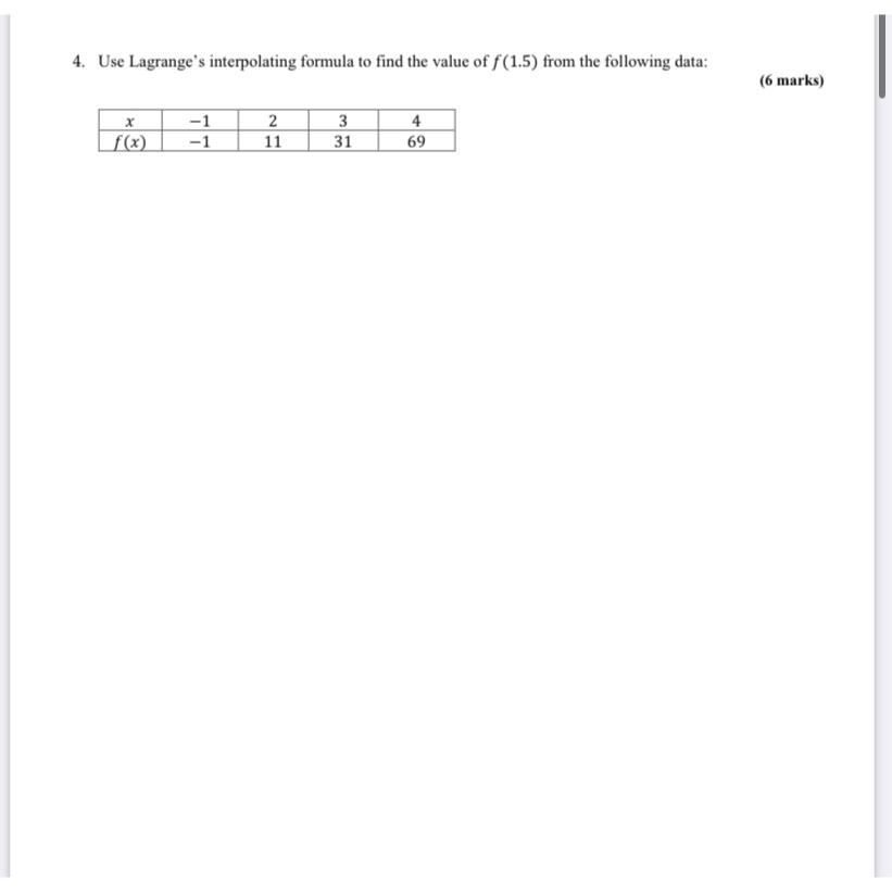 Solved Use Lagrange's interpolating formula to find the | Chegg.com