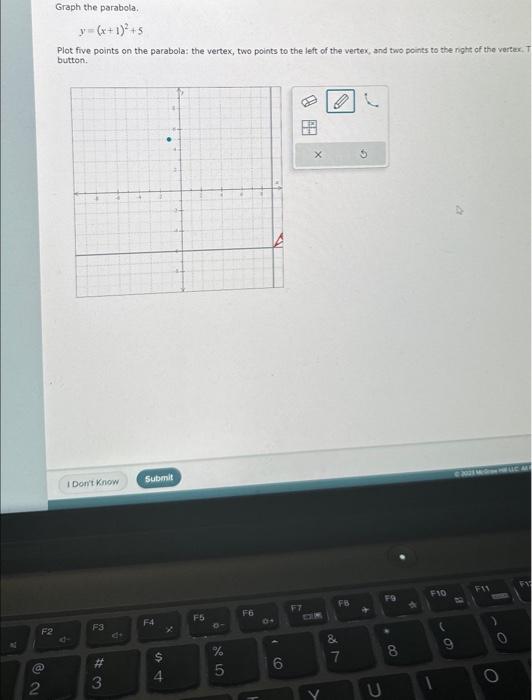 [Solved]: Graph the parabola. y=(x+1)2+5 Plot five points o