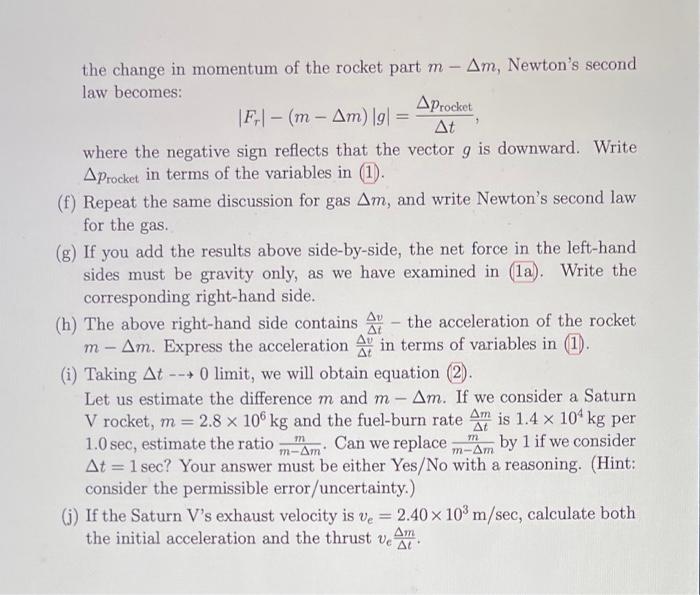 Solved 1. A simple model of rocket propulsion T Let us | Chegg.com