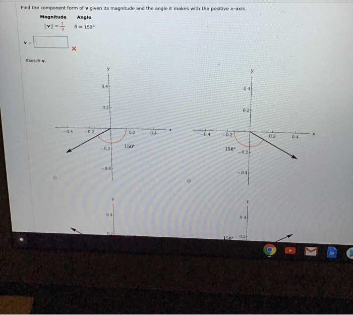 Solved Find the component form of v given its magnitude and | Chegg.com