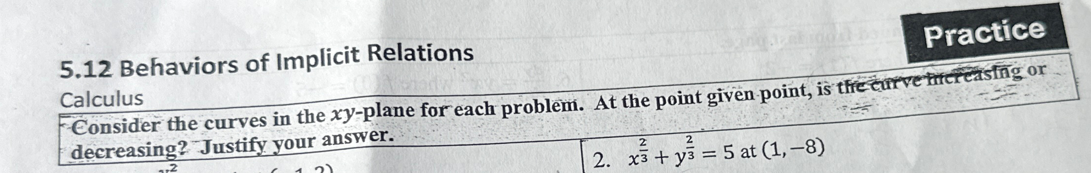 Solved 5.12 ﻿Behaviors of Implicit RelationsCalculusConsider | Chegg.com