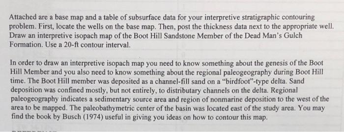 Solved Attached are a base map and a table of subsurface | Chegg.com