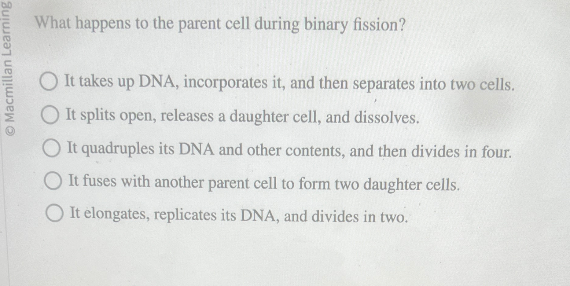 Solved What happens to the parent cell during binary | Chegg.com