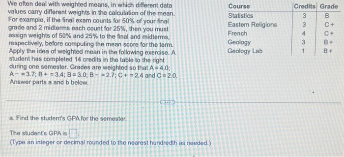 Solved We often deal with weighted means, in which different | Chegg.com