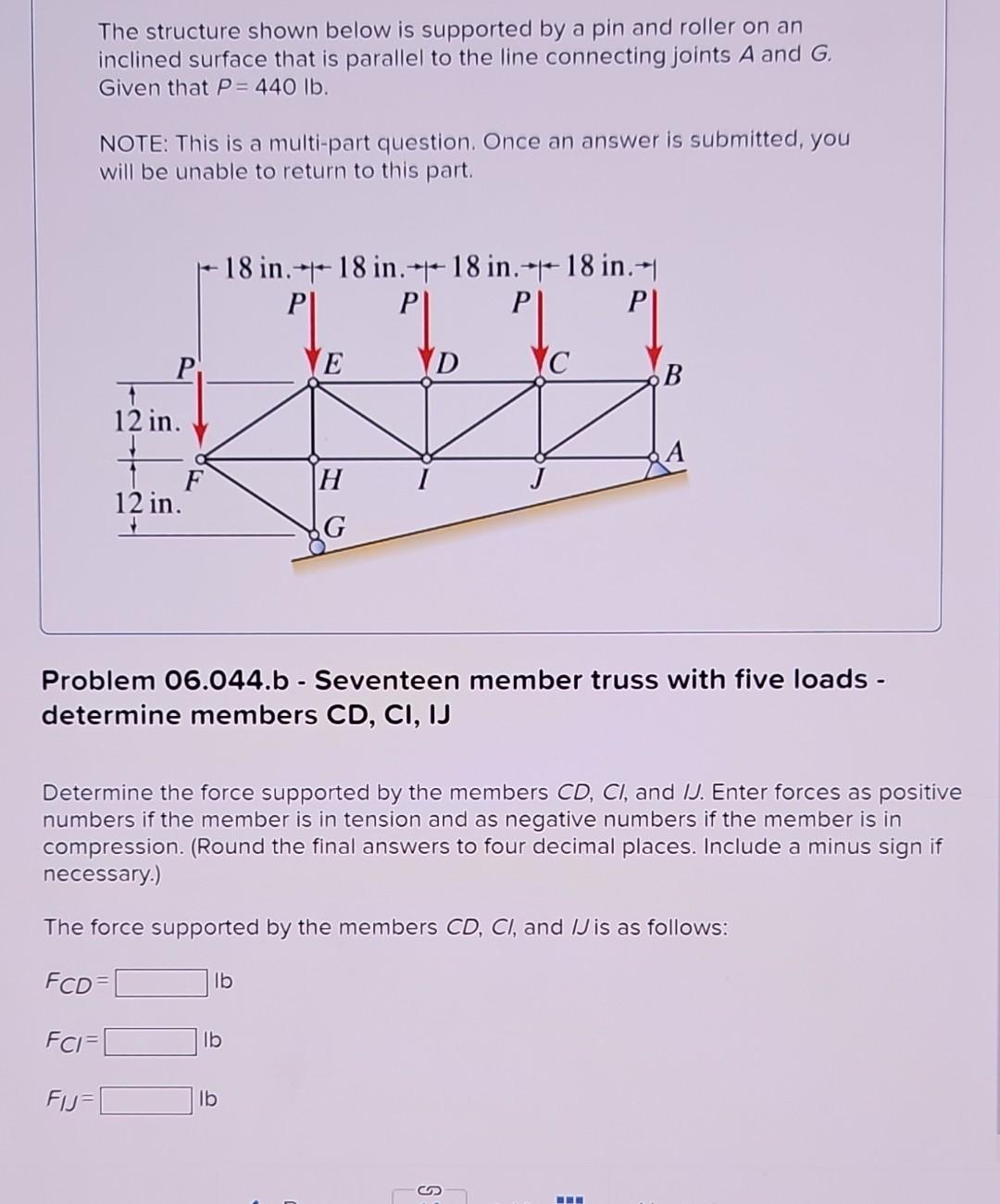 Solved The structure shown below is supported by a pin and | Chegg.com
