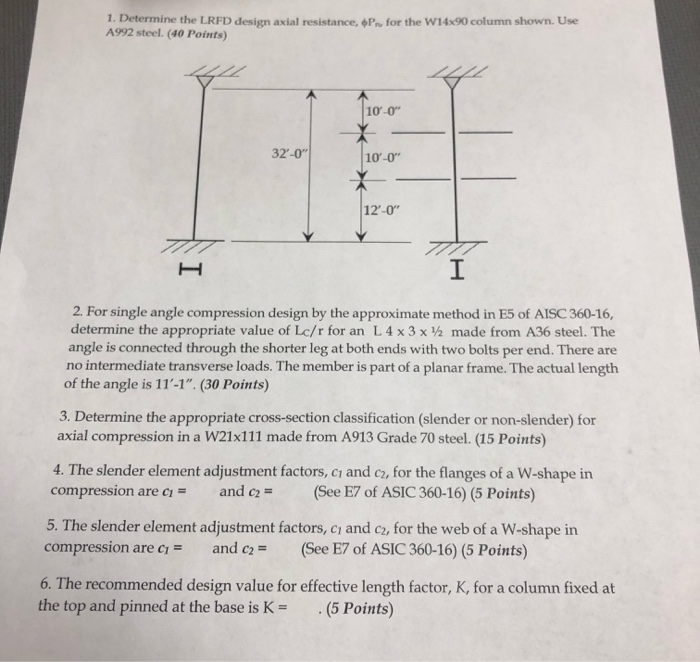 Solved 1. Determine the LRFD design axial resistance, P., | Chegg.com