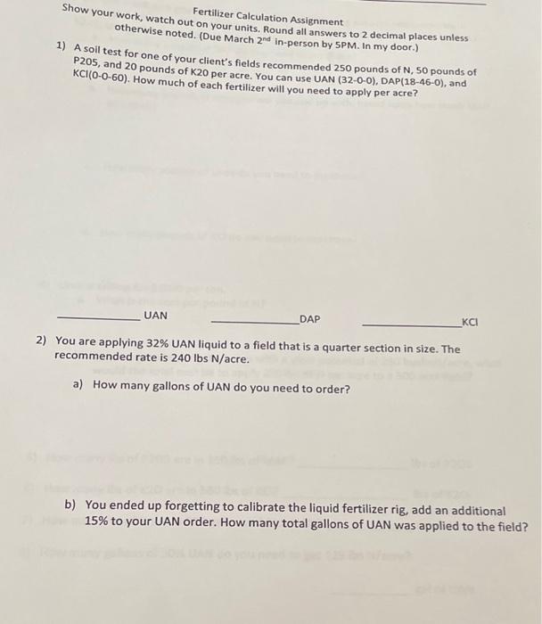 Solved Fertilizer and Fertilizer Calculations Common | Chegg.com