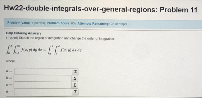 Solved Hw22-double-integrals-over-general-regions: Problem | Chegg.com