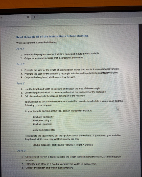 Solved od! Read through all of the instructions before | Chegg.com