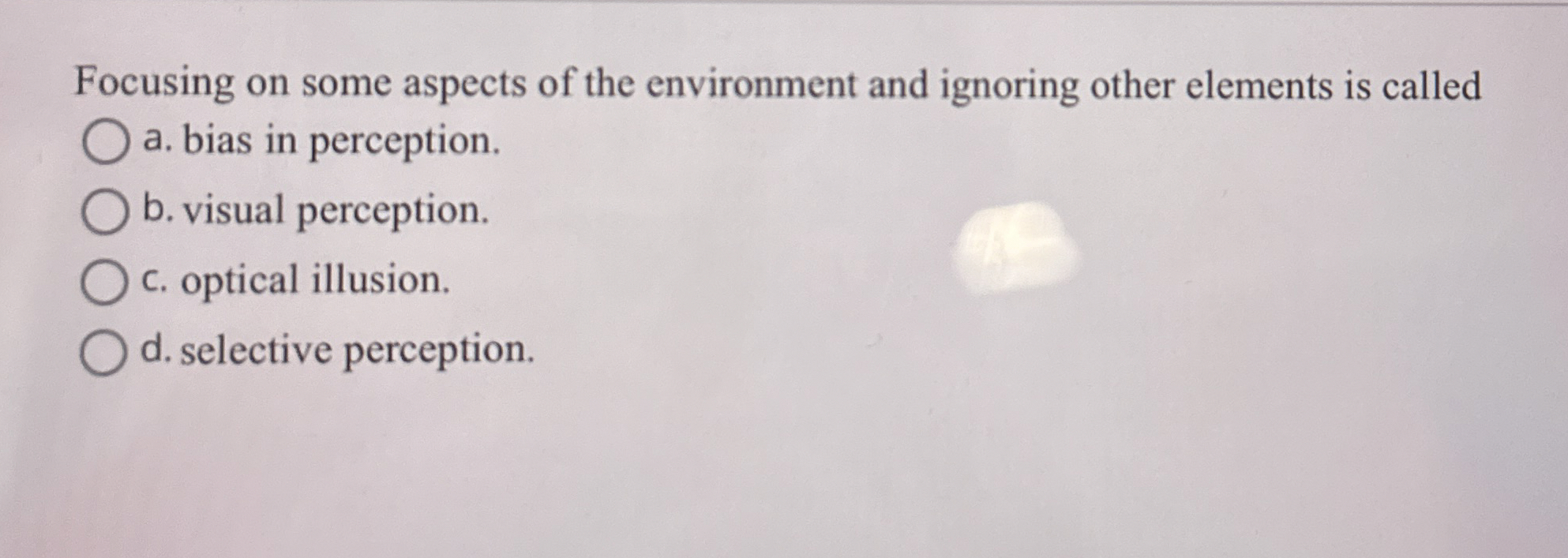 Solved Focusing on some aspects of the environment and | Chegg.com