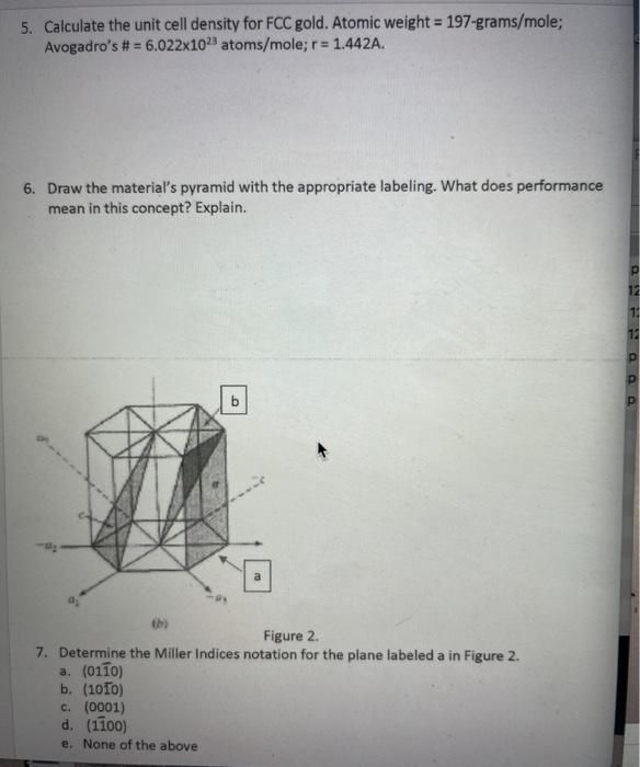 Solved 5. Calculate the unit cell density for FCC gold. | Chegg.com