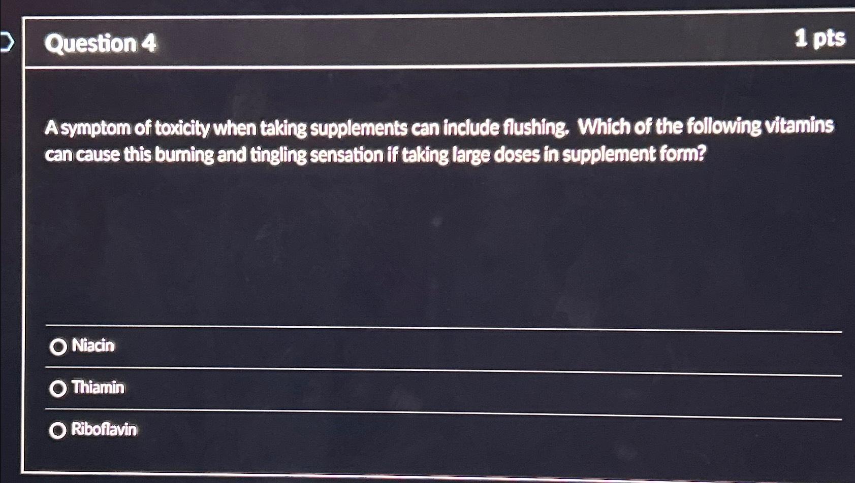 Solved Question 41 ﻿ptsA symptom of toxicity when taking | Chegg.com