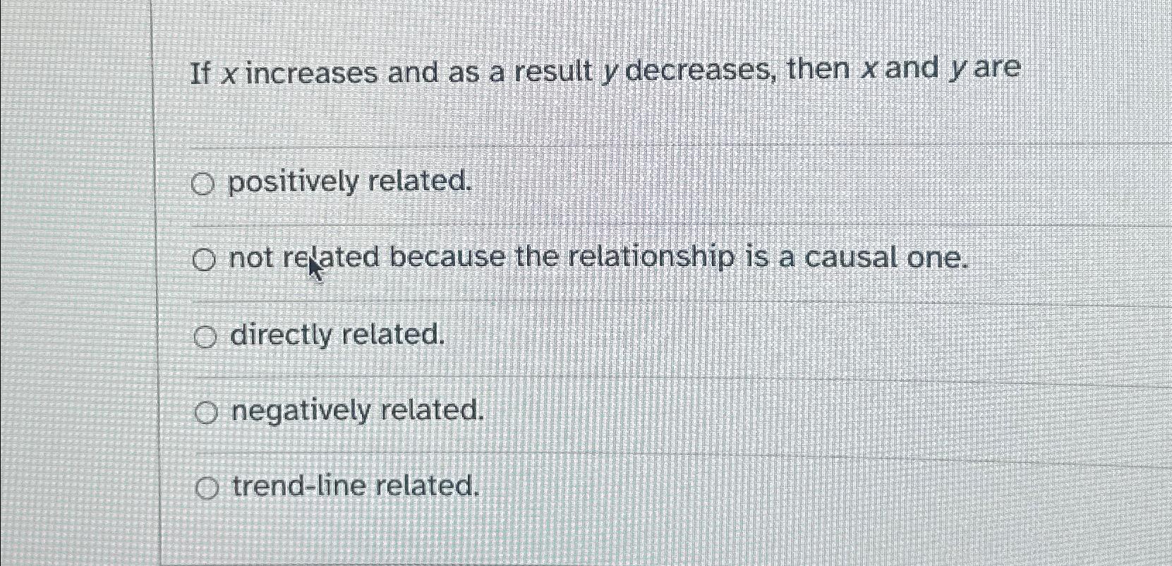 Solved If x ﻿increases and as a result y ﻿decreases, then x | Chegg.com