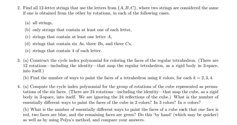 Solved 2 Find All 12 Letter Strings That Use The Letters