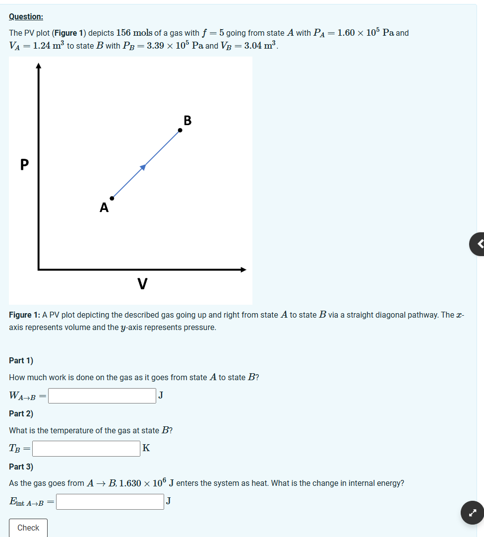 Solved Question:The PV plot (Figure 1) ﻿depicts 156 ﻿mols of | Chegg.com