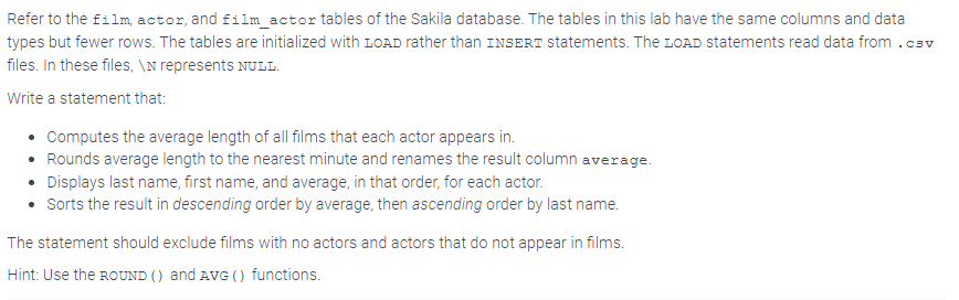 Solved Refer to the fi1m, ﻿actor, and fiim? actor ﻿tables | Chegg.com