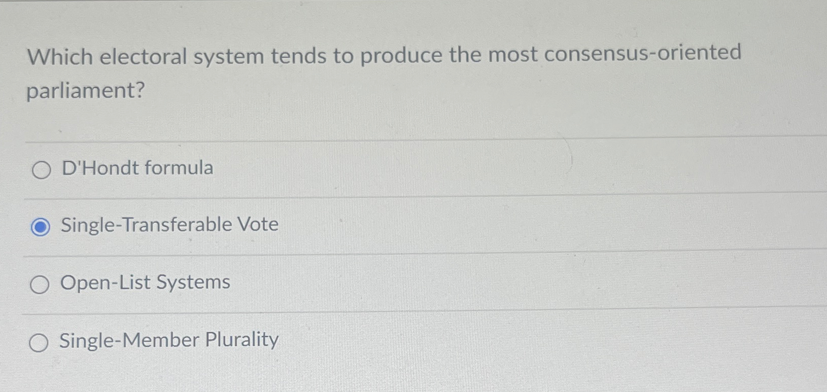 Solved Which electoral system tends to produce the most | Chegg.com