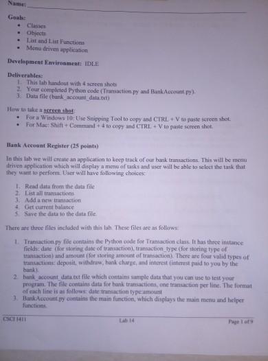 Solved # Transaction.py #Author: Date: class Transaction: | Chegg.com