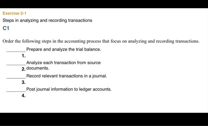 Solved Steps in analyzing and recording transactions C1 | Chegg.com