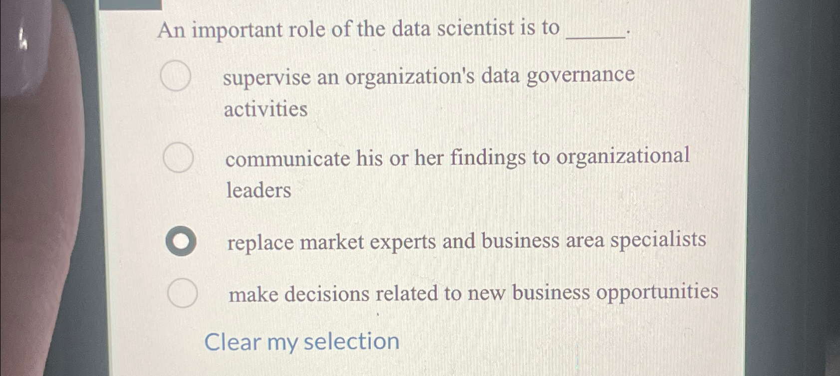 Solved An important role of the data scientist is | Chegg.com