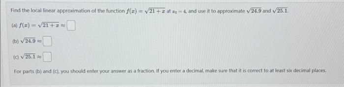 Solved Find The Local Linear Approximation Of The Function 4663