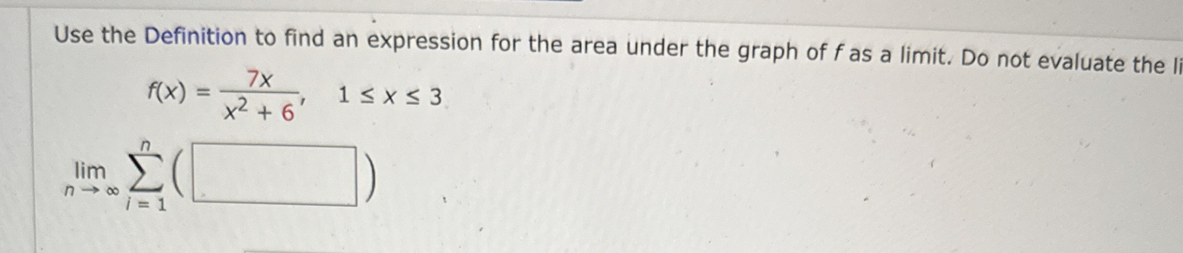 Solved Use the Definition to find an expression for the area | Chegg.com