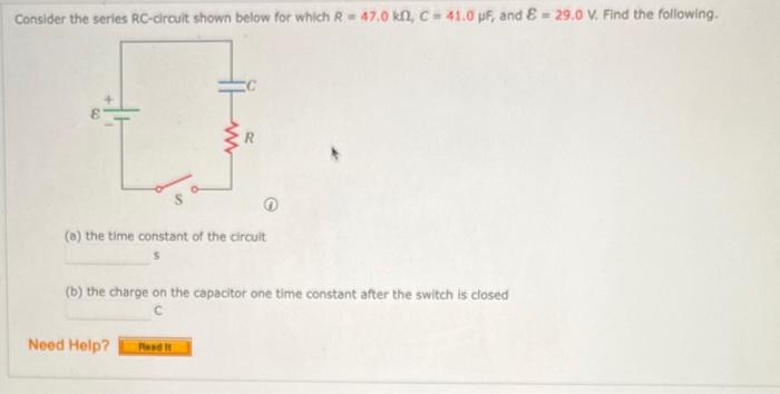 Solved Consider the series RC-circuit shown below for which | Chegg.com
