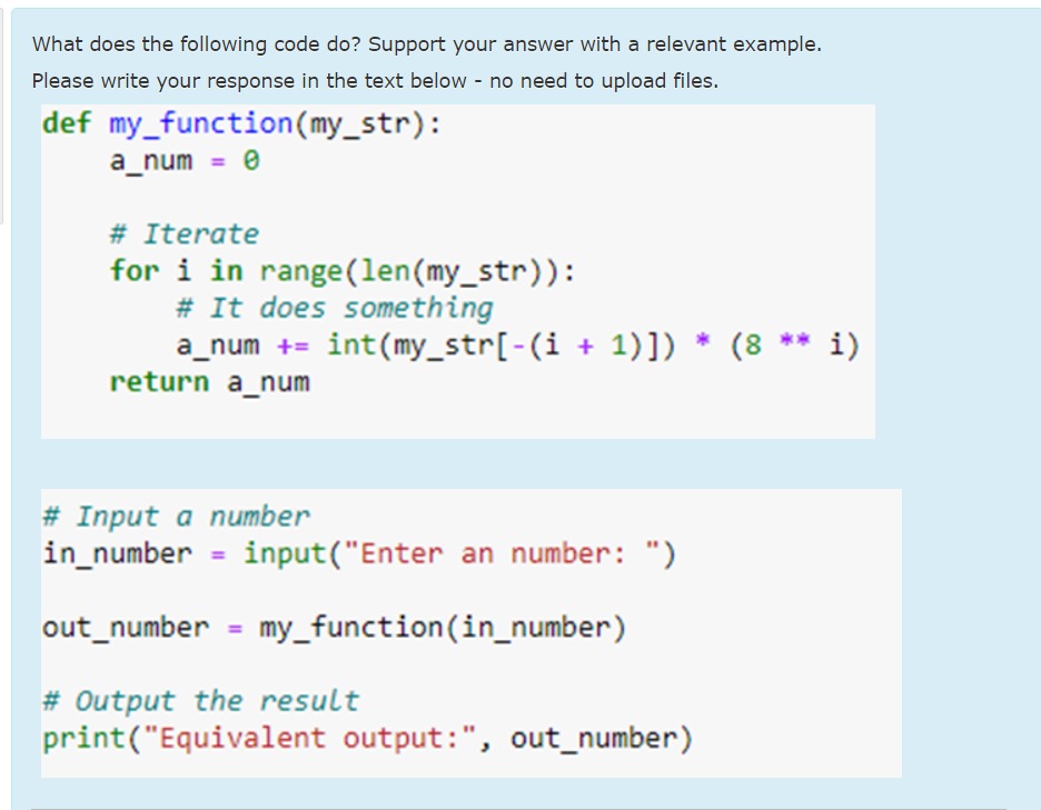 Solved What does the following code do? ﻿Support your answer | Chegg.com