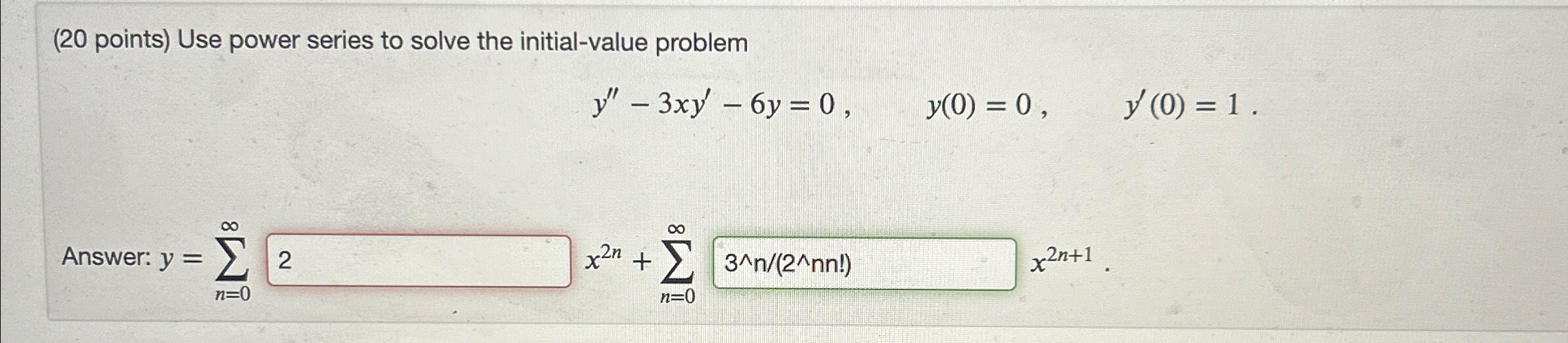 Solved (20 ﻿points) ﻿Use power series to solve the | Chegg.com