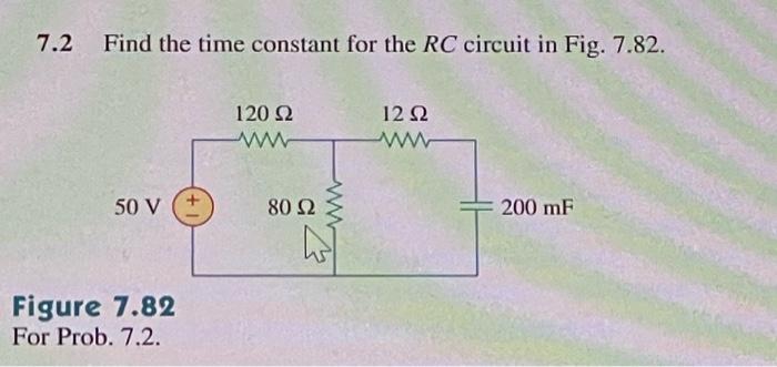 Solved 7.2 Find the time constant for the RC circuit in Fig. | Chegg.com