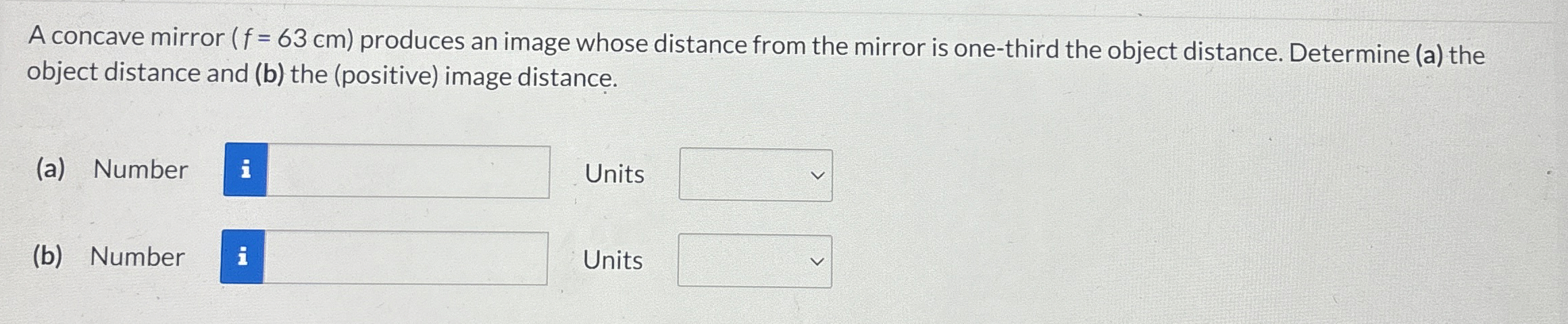 Solved A concave mirror ) ﻿produces an image whose distance | Chegg.com