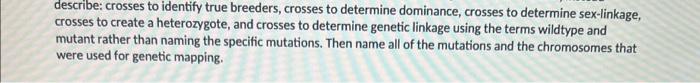 Solved describe: crosses to identify true breeders, crosses | Chegg.com