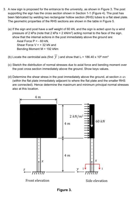 Solved Section 1-1 (cross section of post-refer to table | Chegg.com Solved Section 1-1 (cross section of post-refer to table | Chegg.com