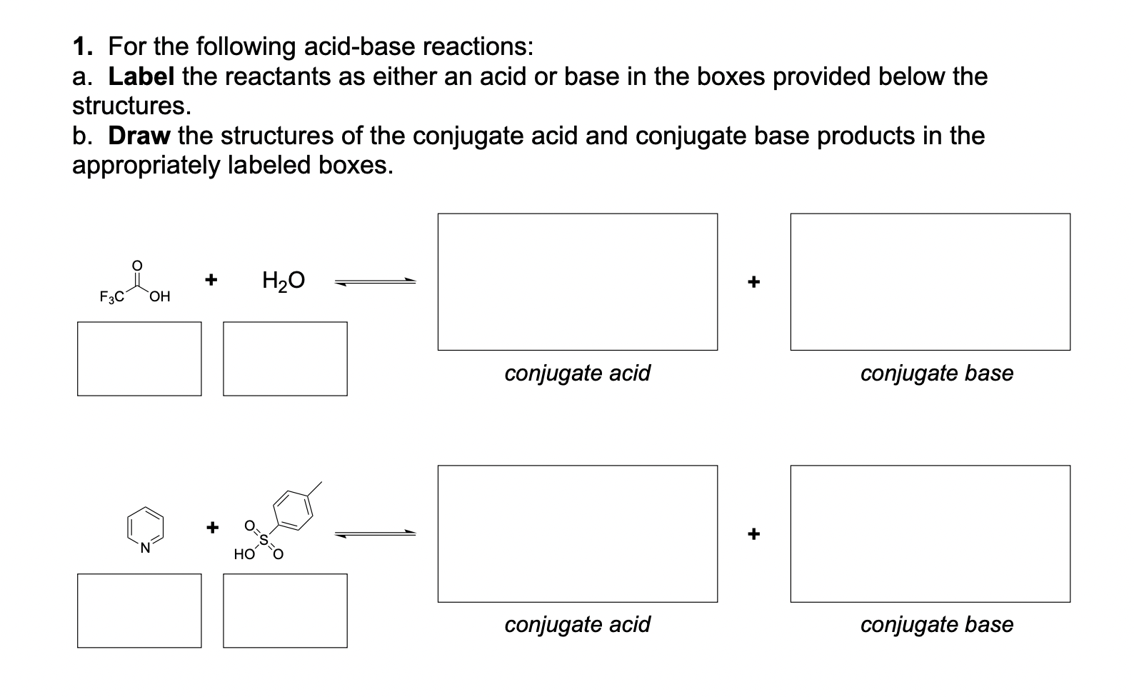 Solved For the following acid-base reactions:a. ﻿Label the | Chegg.com