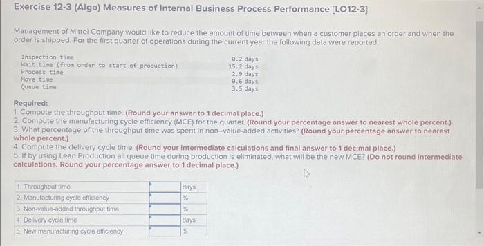Solved Exercise 12-3 (Algo) Measures of Internal Business | Chegg.com