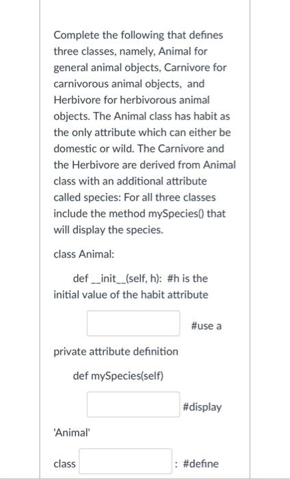 Solved Complete the following that defines three classes, | Chegg.com
