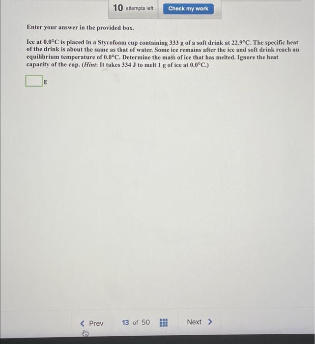 Solved 10 attempts lett Check my work Enter your answer in | Chegg.com