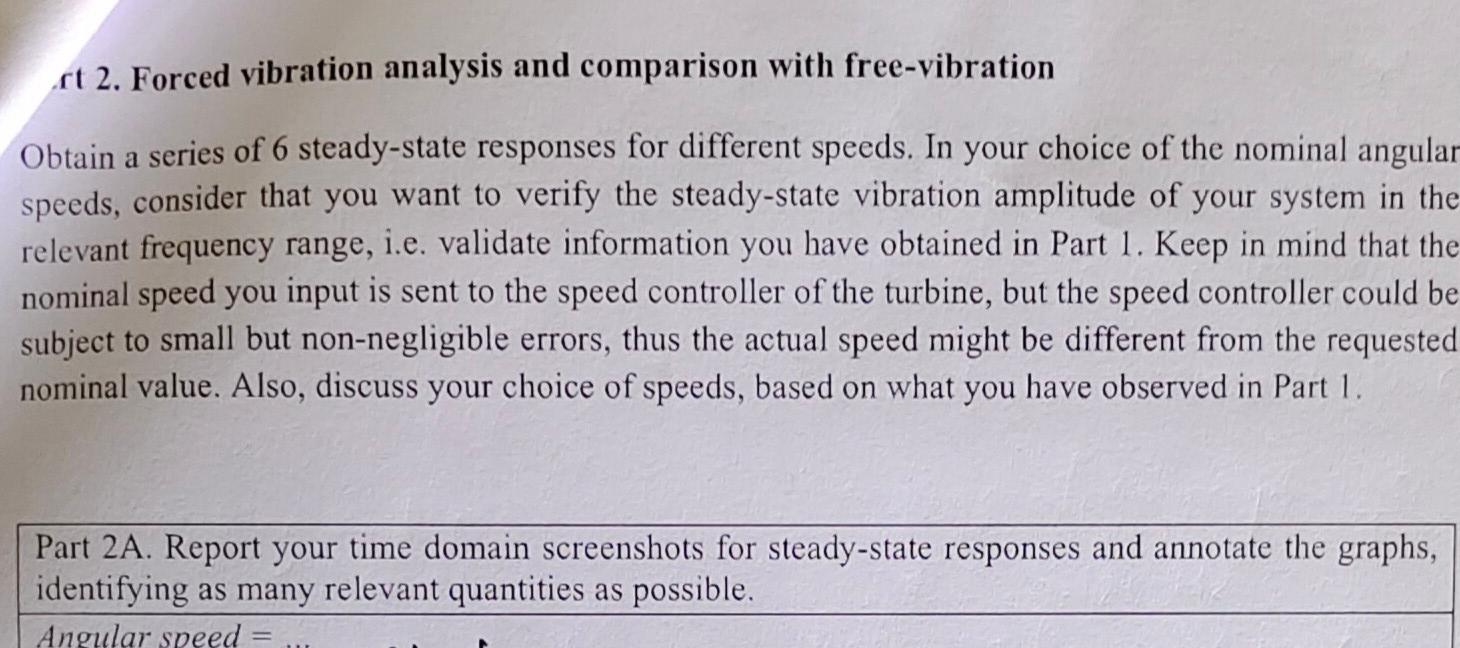 rt 2. Forced vibration analysis and comparison with | Chegg.com