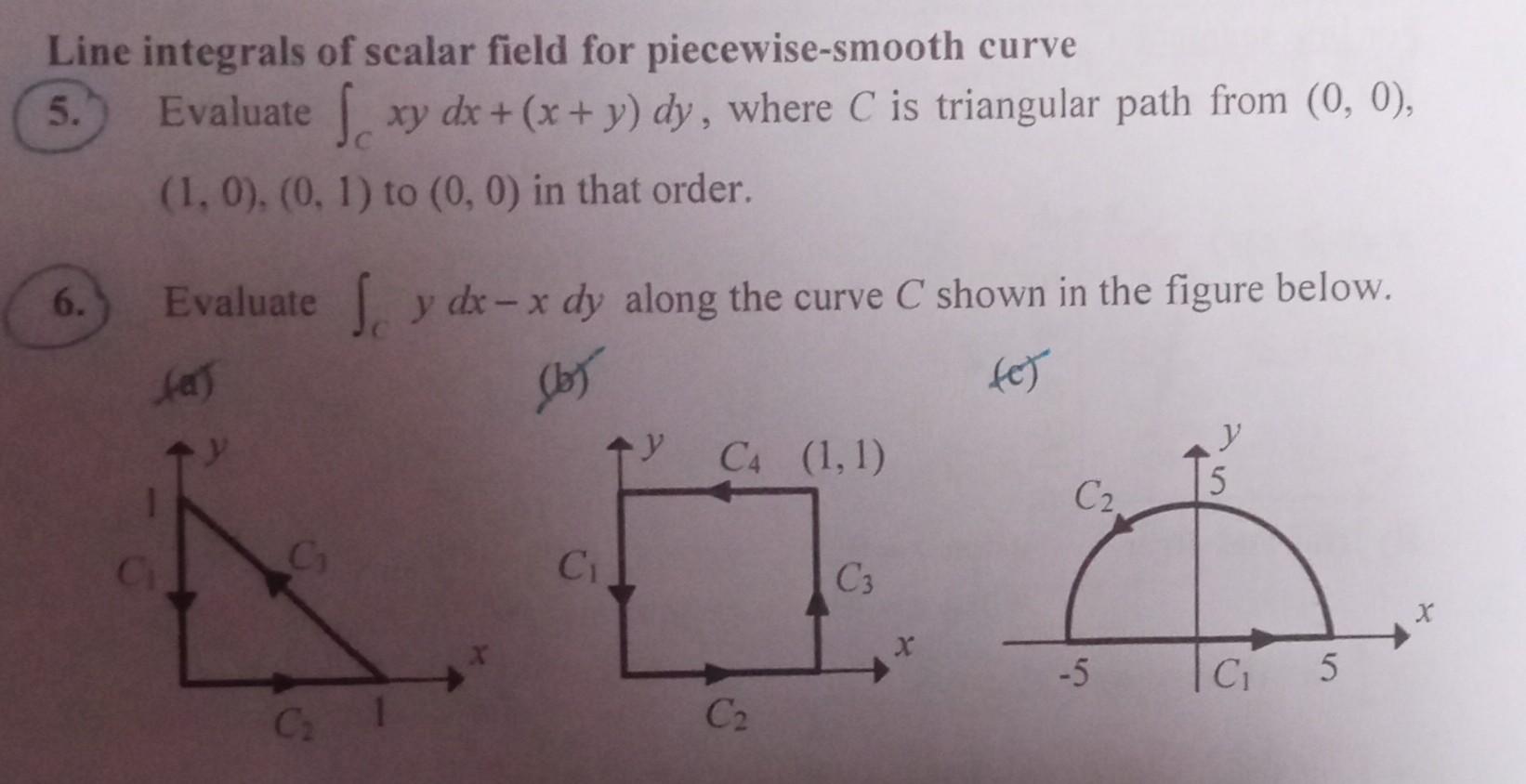 Solved Line integrals of scalar field for piecewise-smooth | Chegg.com