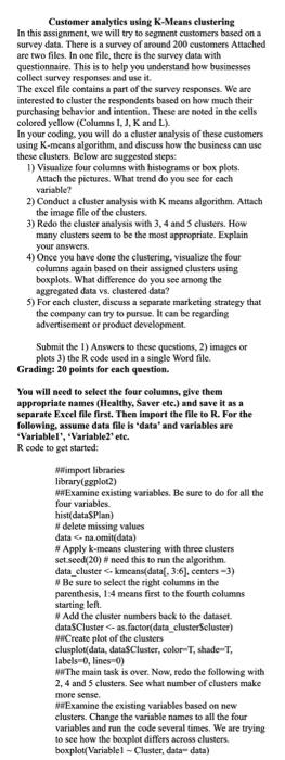 Solved Customer analytics asing K-Means clustering In this | Chegg.com