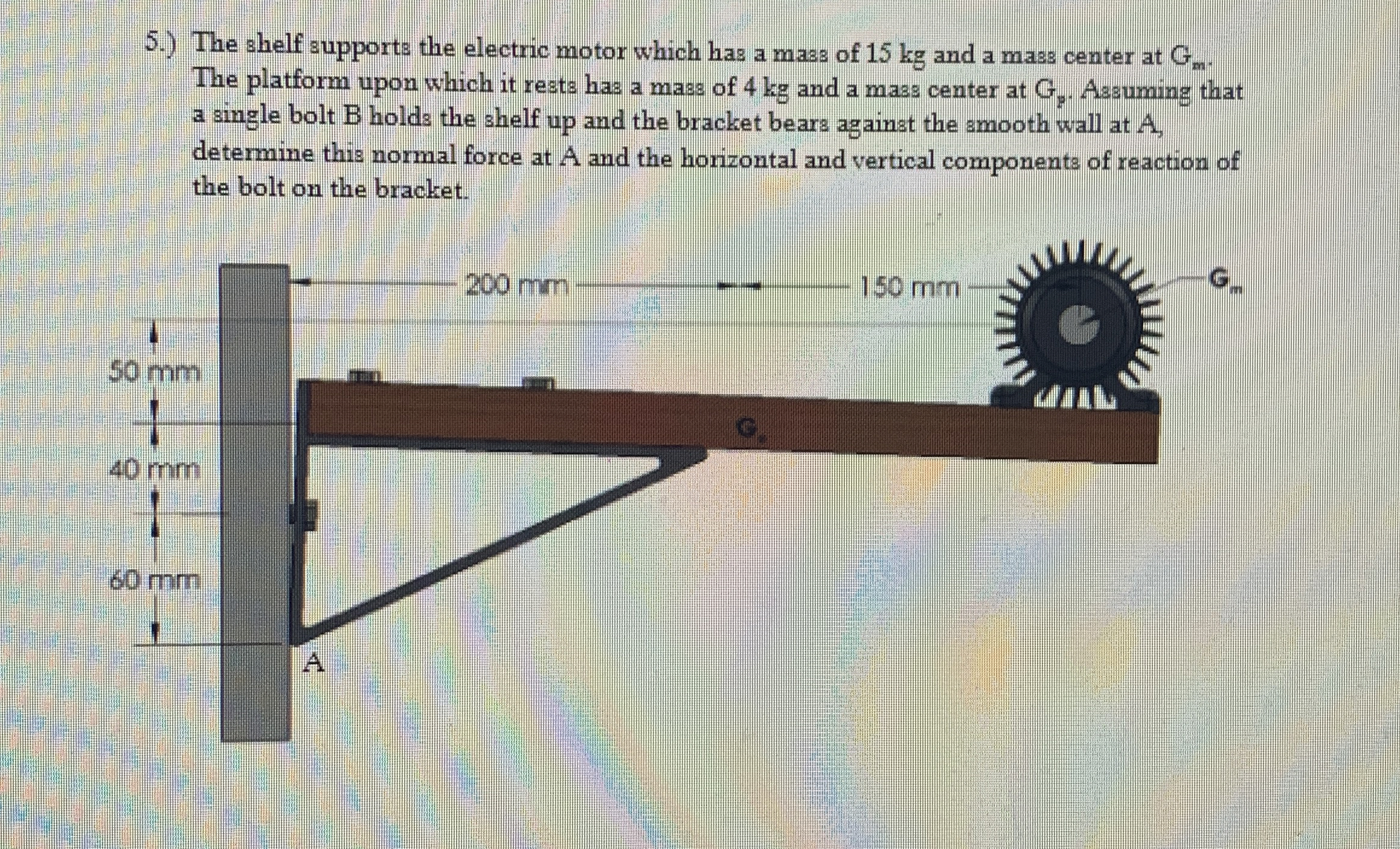 Solved 5.) ﻿The shelf supports the electric motor which has | Chegg.com
