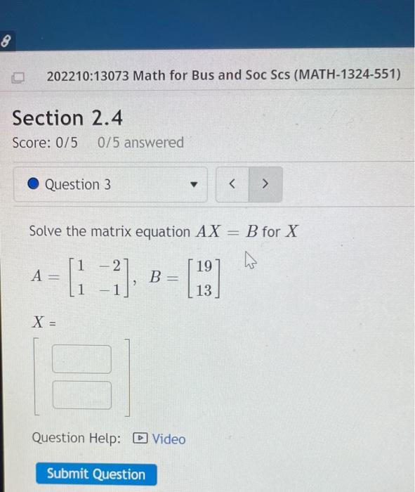 Solved @ 202210:13073 Math for Bus and Soc Scs | Chegg.com
