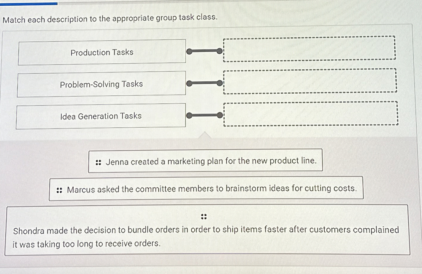 Solved Match each description to the appropriate group task | Chegg.com