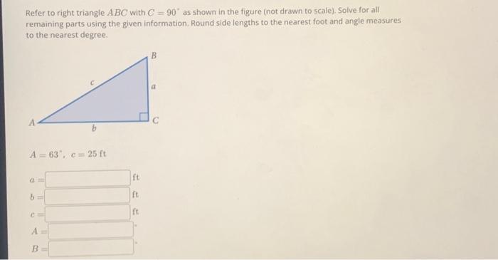 Solved Refer to right triangle ABC with C=90∘ as shown in | Chegg.com