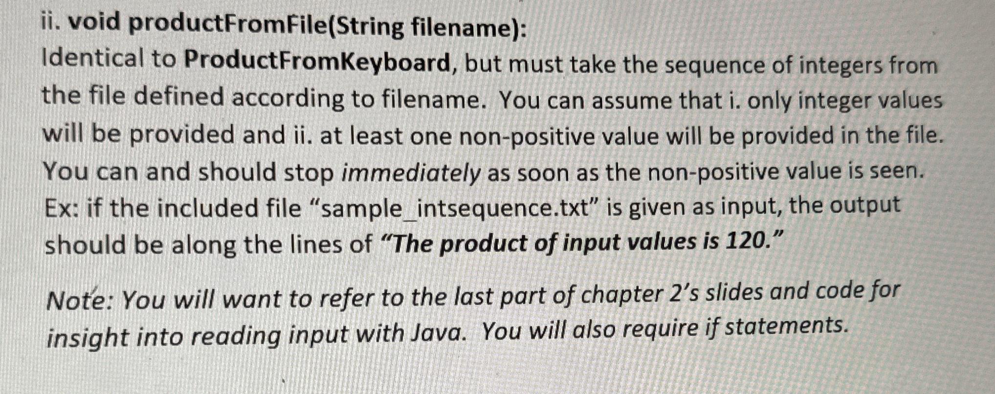 Solved ii. ﻿void productFromFile(String filename):Identical | Chegg.com